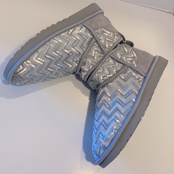 UGG | Shoes | Very Rare Ugg Sequin Chevron Classic Ultra Mini Ankle ...